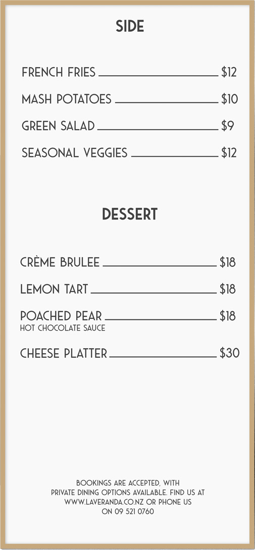 Our Menu – La Veranda