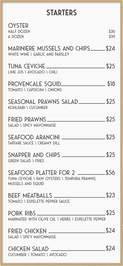 Our Menu – La Veranda